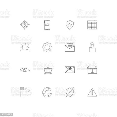 인터넷 기술 간단한 선형 아이콘 설정합니다 개요 벡터 아이콘 기어 기계 부분에 대한 스톡 벡터 아트 및 기타 이미지 기어