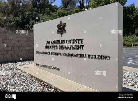 A Sign At The Entrance To The Sherman Block Los Angeles County Sheriff