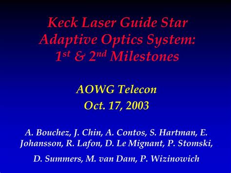 Ppt Keck Laser Guide Star Adaptive Optics System 1 St And 2 Nd