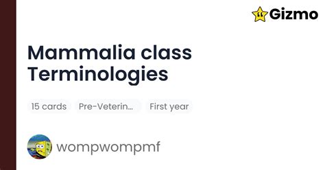 Mammalia Class Terminologies Flashcards
