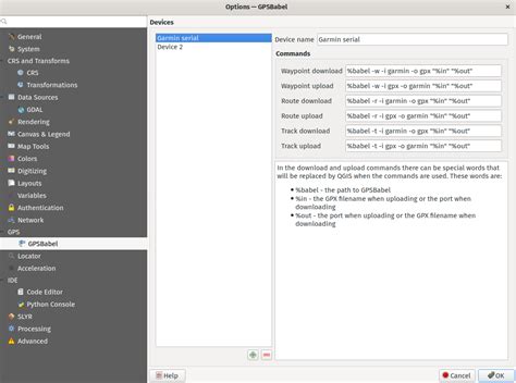 Move Gps Tools Gpsbabel Device Configuration Widget To New Page In Global Settings Dialog