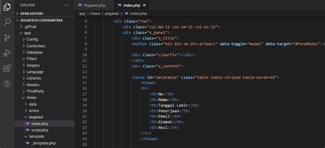 tutorial codeigniter 4 crud application data pegawai dengan modals