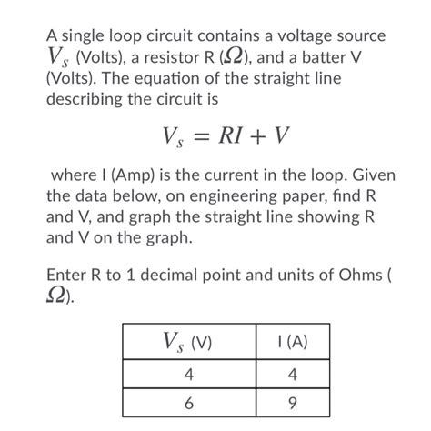Solved A Single Loop Circuit Contains A Voltage Source Vs