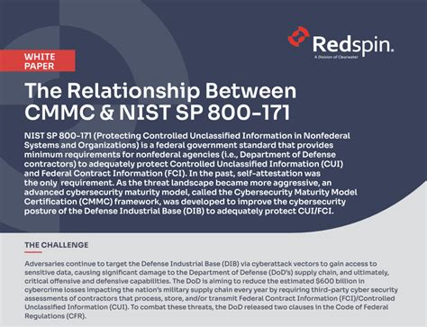 The Relationship Between Cmmc And Nist Sp 800 171 Redspin