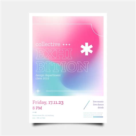그라데이션 유행 포스터 디자인 서식 파일 프리미엄 벡터