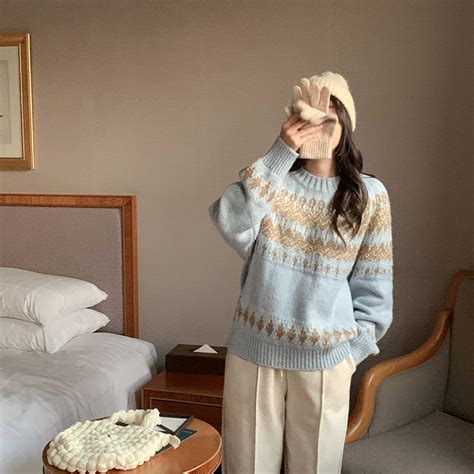 아뜨랑스 연말룩 최저가쿠폰팩 ⚡️부분 오늘출발⚡️ 1000장 돌파 자체제작 크리스 노르딕 자가드 패턴 윈터 겨울 니트 Nt3879