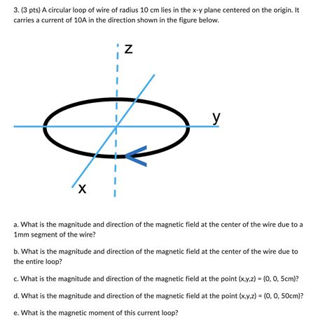 solved 3 3 pts a circular loop of wire of radius 10 cm