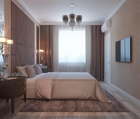 Спальня в мягкой бежево шоколадной гамме с мягкой панелью за изголовьем спальня дизайнспальни