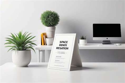 Premium Photo Coworking Space Desk Reservation Signage Mockup With Blank White Empty Space For