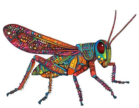 A Grasshopper Illustration That Is Vivid With Bold Colors And