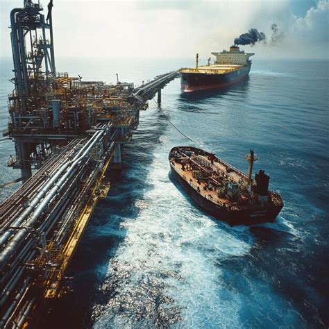 The Loading Of Crude Oil From An Offshore Platform Onto A Tanker Ship