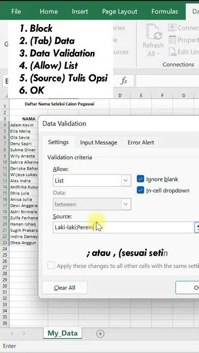 Membuat List Pd Data Validation Excel Database Belajarexcel