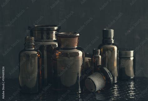 Old fashioned medicine glass bottles Stock-Foto | Adobe Stock