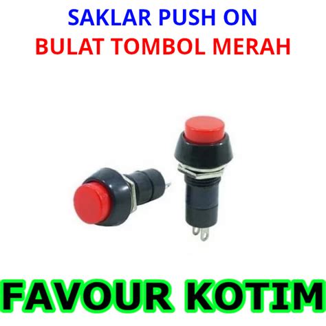 Jual Switch Push On Toggle Button Tombol Saklar Bulat Merah No Lock
