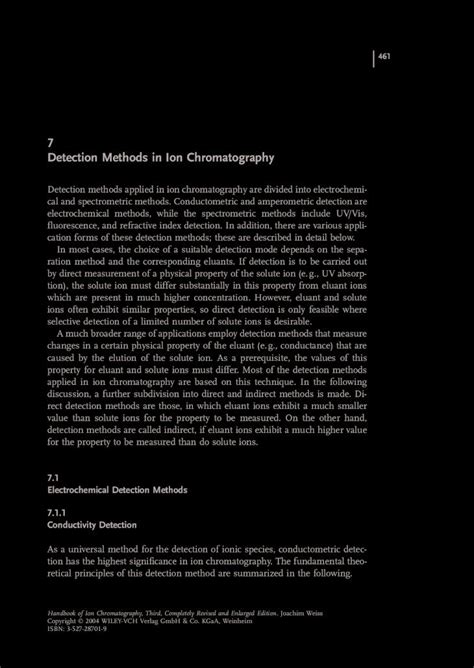Pdf Handbook Of Ion Chromatography Detection Methods In Ion
