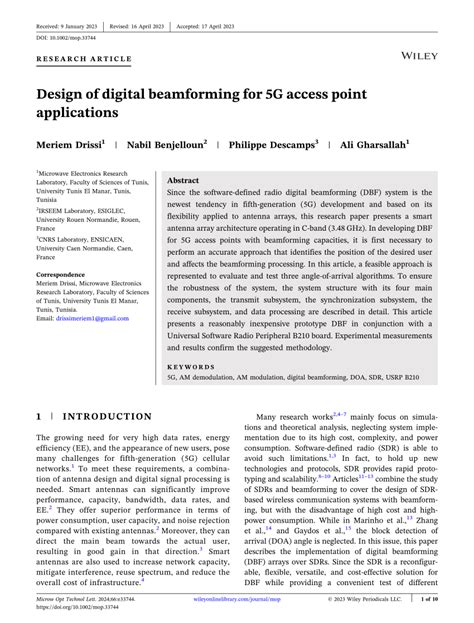 Design Of Digital Beamforming For 5g Access Point Applications Request Pdf