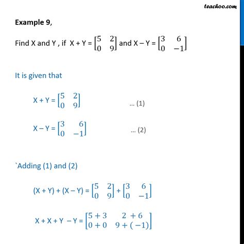 Example 9 Find X And Y If X Y 5 2 0 9 X Y Examples