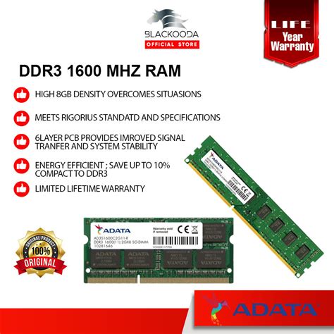 Adata Ram Ddr3 So Ddr3 1600mhz U Dimm Sodimm Laptop Ddr3 8gb Shopee Malaysia
