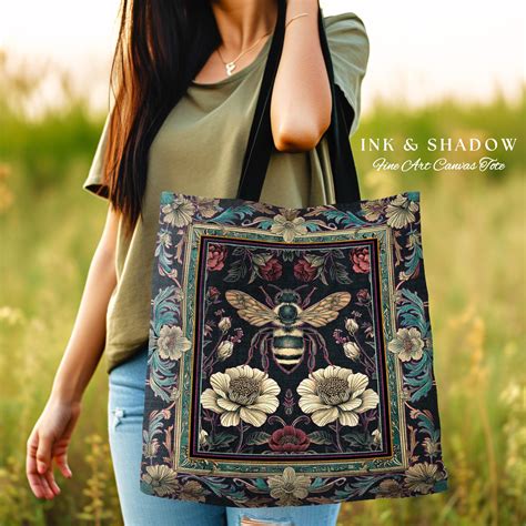 Queen Bee Victorian Gothic Floral Honeybee Bag Vintage Dark Botanical
