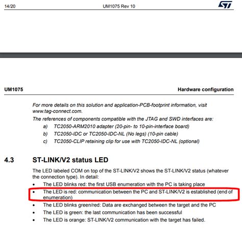 St Link V2 Red Led Is On Stmicroelectronics Community