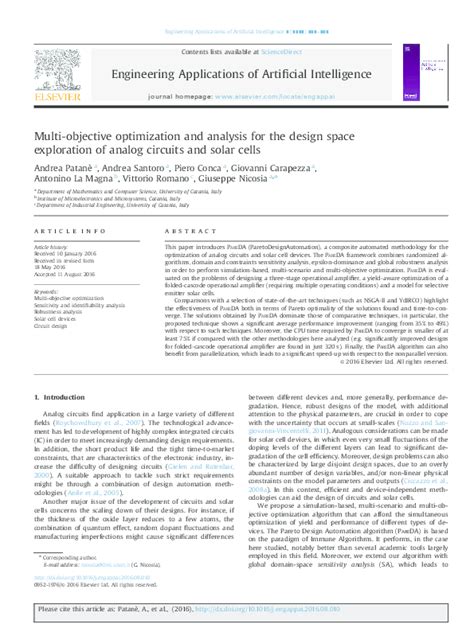 Pdf Multi Objective Optimization And Analysis For The Design Space Exploration Of Analog