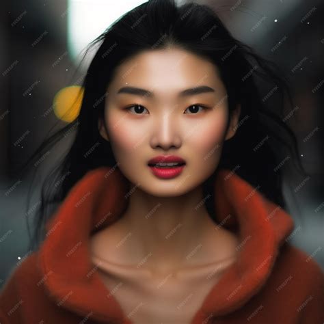 Ein Schönes Chinesisches Mädchen Frontview Mit Reicher Hautstruktur