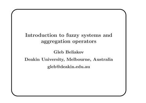 Pdf Introduction To Fuzzy Systems And Aggregation Operators Dokumen