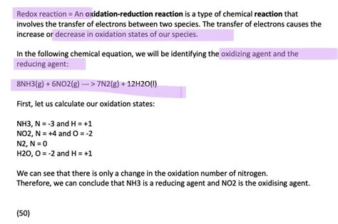Solved Identify The Oxidizing Agent And The Reducing Agent In The Following Reaction And