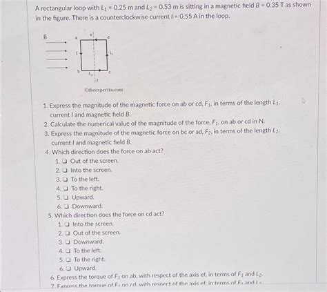 Solved A Rectangular Loop With L M And L M Is Chegg