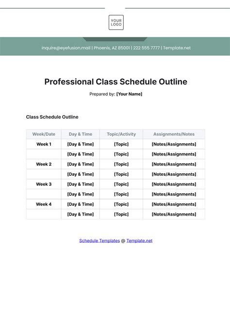 Free Class Schedule Templates Editable And Printable