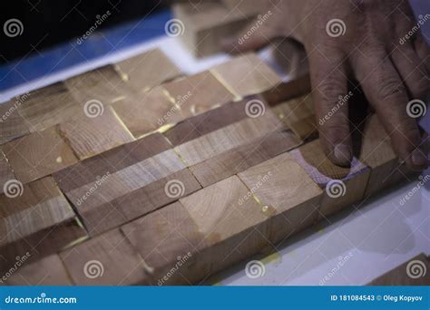 Gluing Of Different Types Of Wood Stock Image Image Of Gift Work