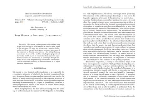 Pdf Some Models Of Linguistic Understanding