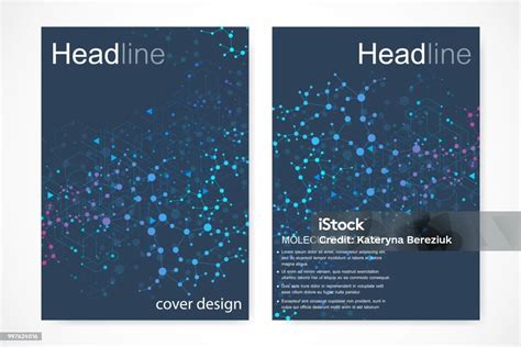 최소한의 소책자 템플렛 잡지 전단지 전단지 커버 소책자 연례 보고서 배너 의료 기술 화학에 대 한 과학적인 개념입니다 6 각형 분자 구조입니다 Dna 원자 신경 0명에 대한