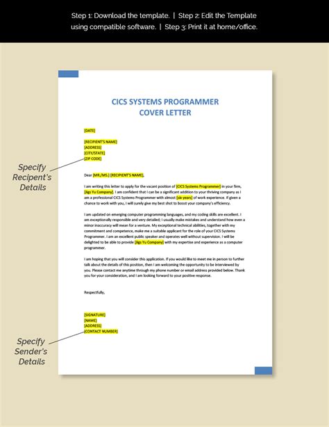 Computer Programmer Cover Letter Template Google Docs Word Outlook