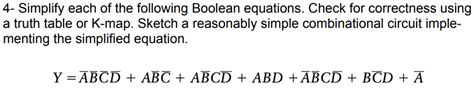4 ﻿simplify Each Of The Following Boolean Equations