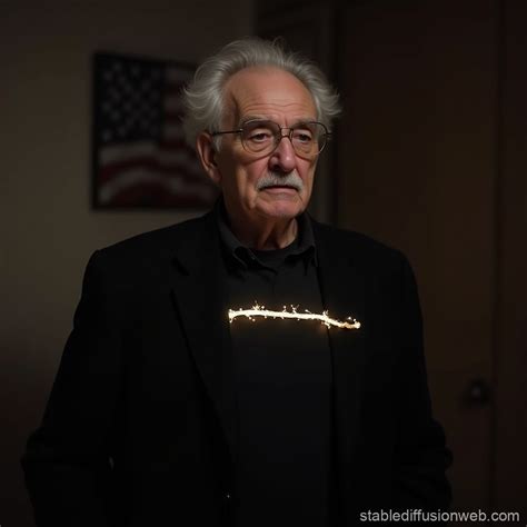 Abuelo En Una Residencia Con Una Chaqueta Negra Que Tiene Una Tira De