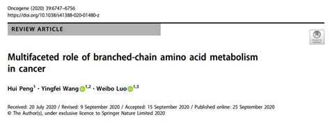 一作解读丨oncogene支链氨基酸代谢与肿瘤 知乎