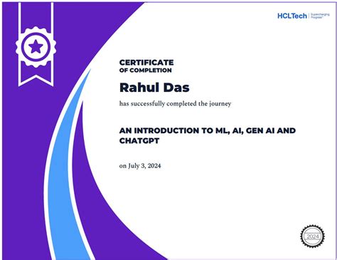 Rahul Das On Linkedin I Have Successfully Completed The Course On An Introduction To Ml Ai