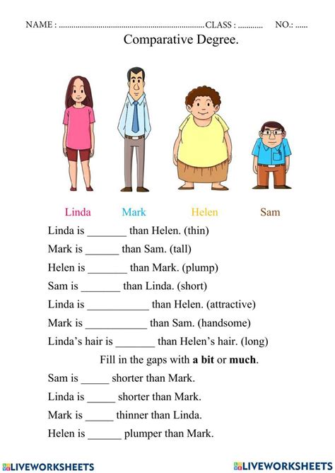 Comparative Degree Online Exercise For Live Worksheets