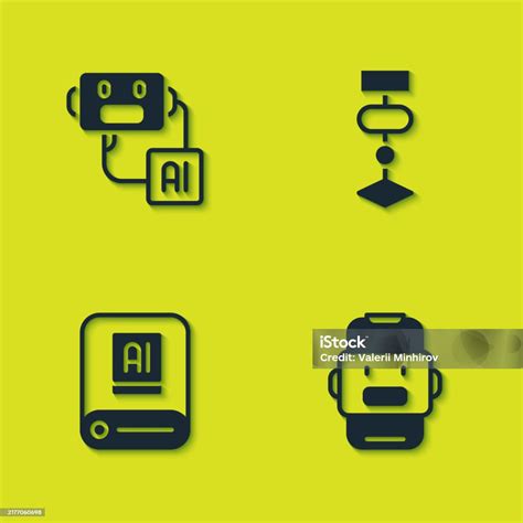 Set Artificial Intelligence Robot Chat Ai And Algorithm Icon Vector