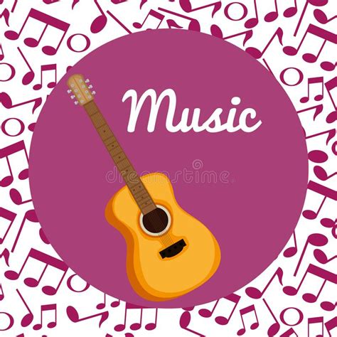 Acoustic Guitar Icon In Black And White Colors Stock Vector