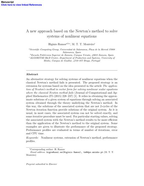 Pdf A New Approach Based On The Newtons Method To Solve Systems Of Nonlinear Equations