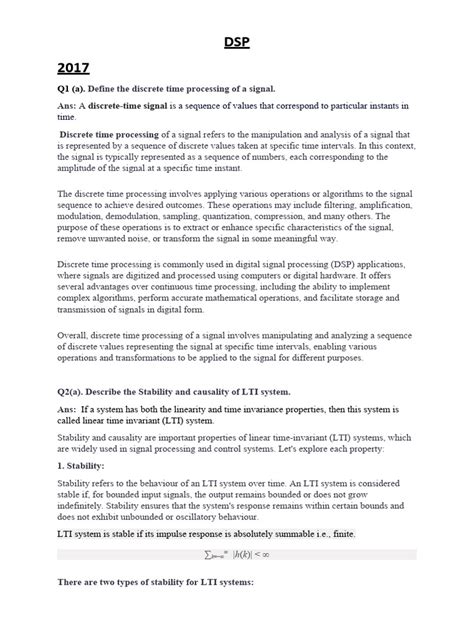 A Discrete Time Signal Is A Sequence Of Values That Correspond To