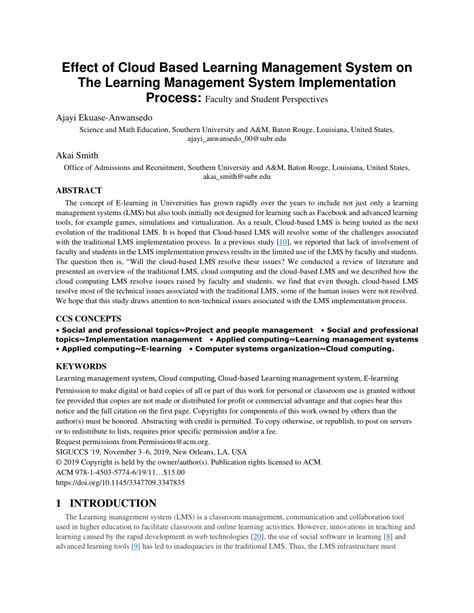 Pdf Effect Of Cloud Based Learning Management System On The Learning