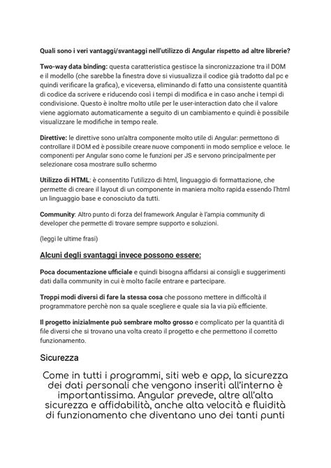 Angular Framework Di Javascript Sintesi Del Corso Di Informatica