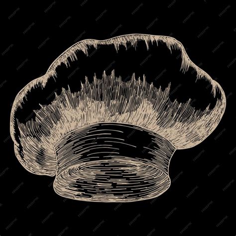 Premium Vector A Simple Chef Hat Icon Handdrawn On A Black Background