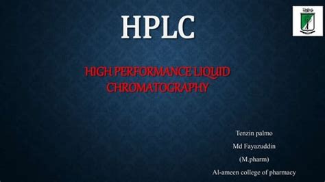 Instrumentation Of Hplc Pptx Chemistry Science