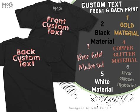 Personalised Text Front And Back T Shirt Custom Printed Shirt Etsy