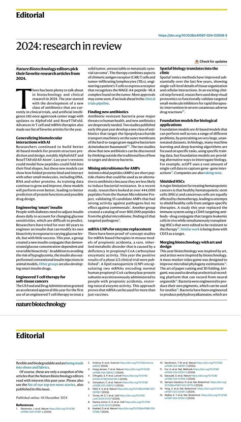 Sujeet Kumar Phd On Linkedin Nature Biotechnology Editors Pick Their Favorite Research