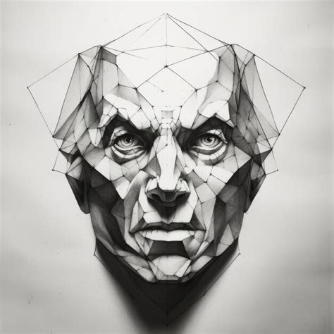 Premium Photo Geometric Glass Sculpture Emotional Portrait Of An Old Man